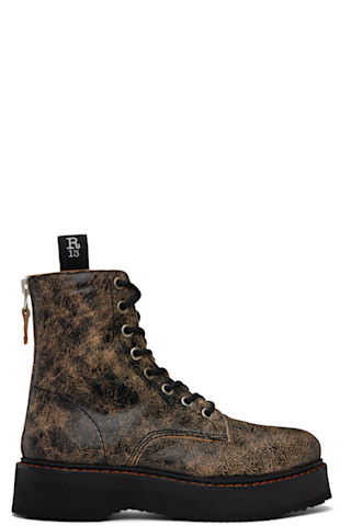 R13: Brown Single Stack Boots | SSENSE