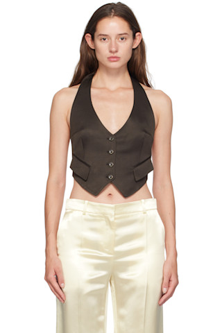 Brown Open Back Vest by TOM FORD on Sale