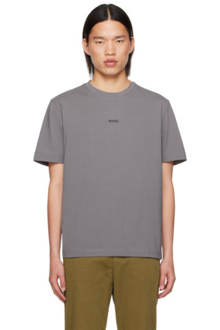 BOSS: Gray Printed T-shirt | SSENSE Canada
