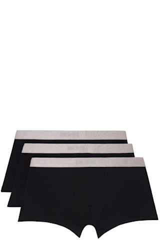 Three-Pack Black Metallic Boxer Briefs by BOSS on Sale