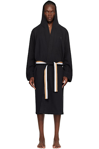 Black Hooded Robe by BOSS on Sale