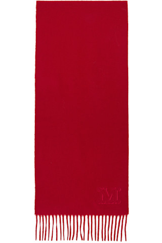 Max Mara: Red Cashmere Embroidery Stole Scarf | SSENSE