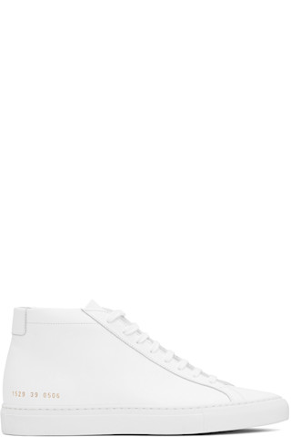 Common Projects: White Achilles Mid Sneakers | SSENSE