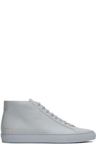 Common Projects: Gray Achilles Mid Sneakers | SSENSE Canada