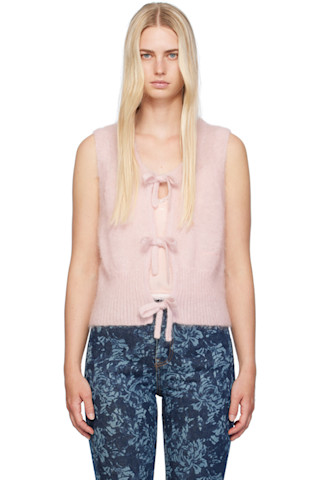 Pink Tie String Vest by GANNI on Sale