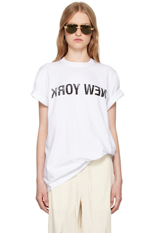 White New York Seatbelt T-shirt by Helmut Lang on Sale White New York Seatbelt T-shirt by Helmut Lang on Sale