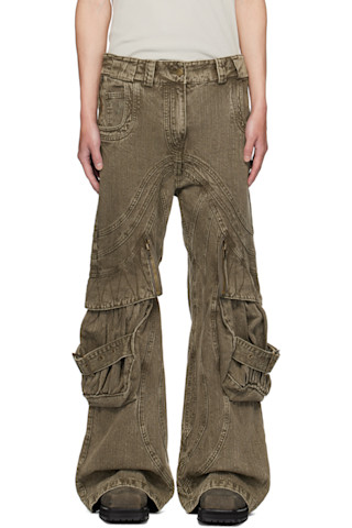 Khaki Wave Denim Cargo Pants by NO/FAITH STUDIOS on Sale Khaki Wave Denim Cargo Pants by NO/FAITH STUDIOS on Sale