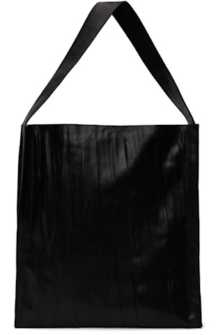 Black Leather Paper Tote by St. Agni on Sale