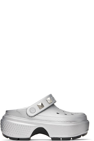 Silver Stomp Metallic Slip-on Loafers by Crocs on Sale
