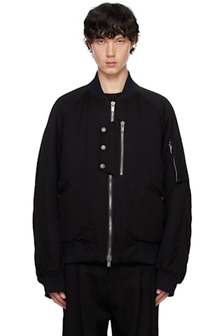 DEVOA: Black Wool Bomber Jacket | SSENSE