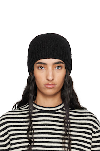 Black Irregular Texture Wool Beanie by Jil Sander on Sale