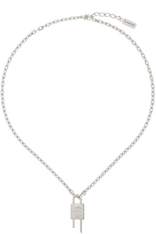 Givenchy: Silver Mini Lock Necklace | SSENSE