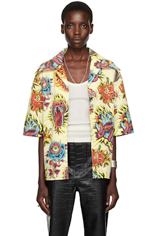 Yellow Boxy Shirt by LU'U DAN on Sale