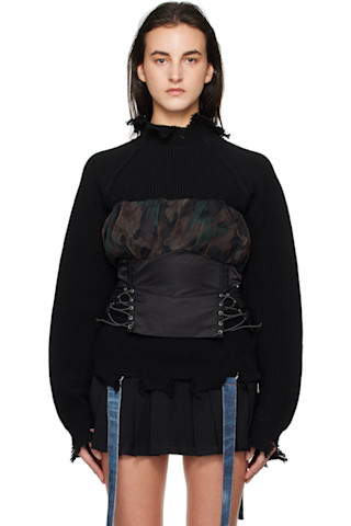 Black Isla Shirred Crop Bustier Top by Andersson Bell on Sale