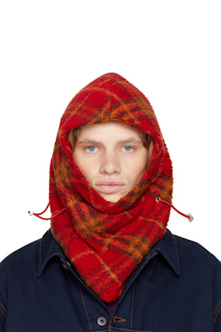 Red Check Fleece Snood by Burberry on Sale