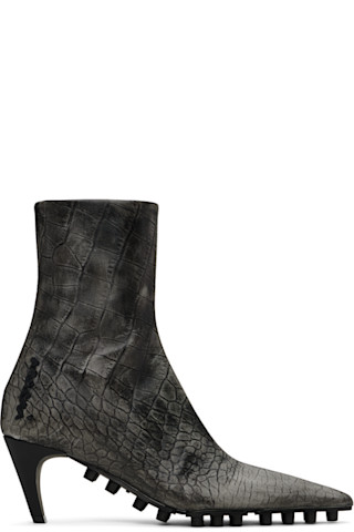Gray Spike Ankle Boots by Marni on Sale