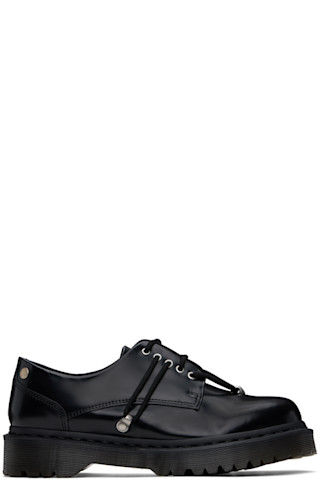 Dr. Martens: Black Zeffir 5i Buttero Leather Derbys | SSENSE Canada