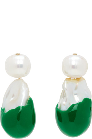 éliou: Green Corey Earrings | SSENSE Canada