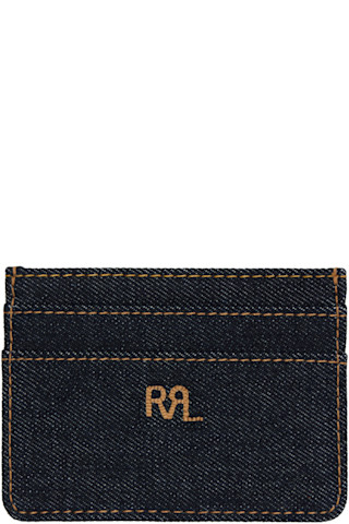 Indigo Logo Denim Card Holder by RRL on Sale