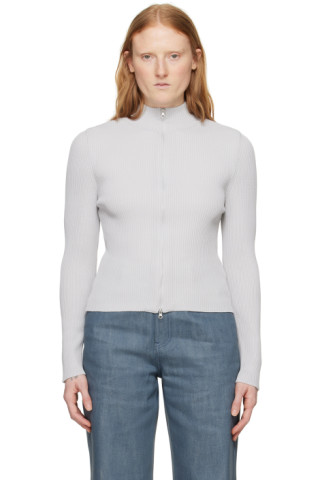 Gray Ribbed Sweater by AMOMENTO on Sale