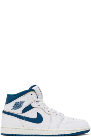 White Air Jordan 1 Mid SE Sneakers by Nike Jordan on Sale