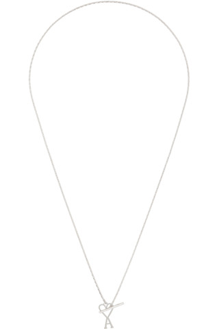 AMI Paris: Silver Ami de Cœur Necklace | SSENSE