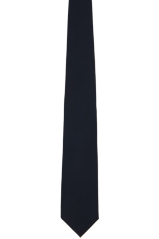 AURALEE: Navy Super Fine Tropical Wool Tie | SSENSE