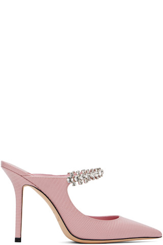 Jimmy Choo: Pink Bing 100 Mules | SSENSE Canada