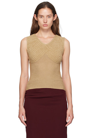 Beige Sweetheart V-Neck Tank Top by Isa Boulder on Sale