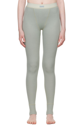 Green Cotton Rib Leggings by SKIMS on Sale