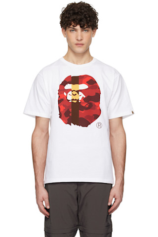 BAPE: White Color Camo Transform Big Ape Head T-shirt | SSENSE