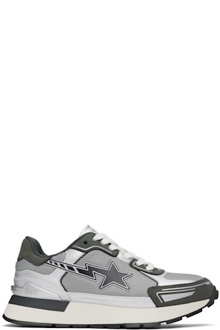 BAPE: Gray CROSS STA Sneakers | SSENSE Canada