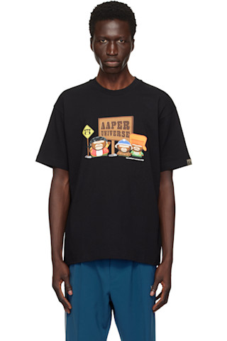 Black 'AAPER Universe' T-shirt by AAPE by A Bathing Ape on Sale