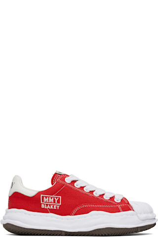 Maison MIHARA YASUHIRO: Red Blakey OG Sole Canvas Low-Top Sneakers ...