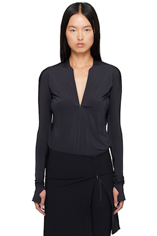 Black Draped Back Top by JOHANNA PARV on Sale