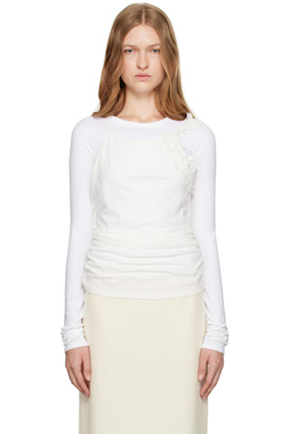 White Draped T-shirt by COLLEEN ALLEN on Sale