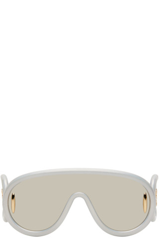LOEWE: White Paula's Ibiza Wave Mask Sunglasses | SSENSE Canada