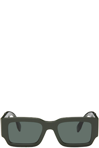 Fendi: Green 'Fendi' Diagonal Sunglasses | SSENSE
