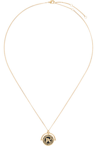 Gold Monogram Emblem Necklace by Palm Angels on Sale