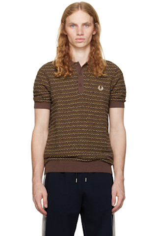 Fred Perry: Brown Bouclé Polo | SSENSE UK