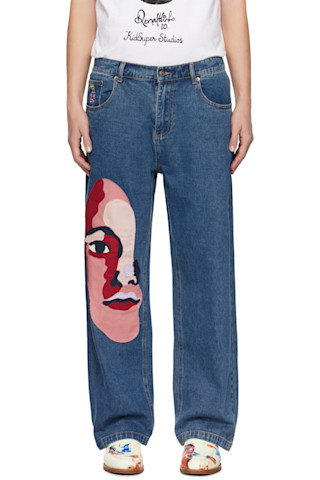 Blue Face Jeans by KidSuper on Sale