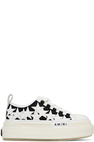 White & Black Platform Stars Court Low Sneakers by AMIRI on Sale White & Black Platform Stars Court Low Sneakers by AMIRI on Sale