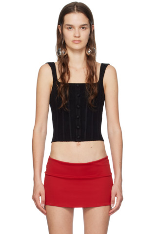 GUIZIO: Black Full Length Knit Corset | SSENSE