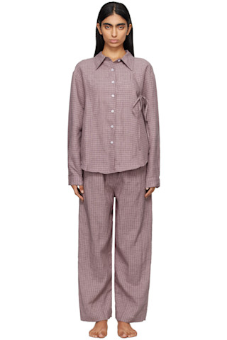 Deiji Studios: Pink String Linen Pyjama Set | SSENSE
