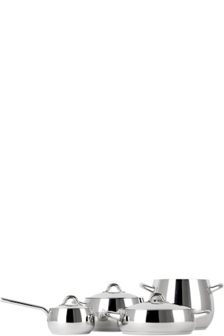 Silver Mami Pots & Pans Set, 7 pcs by Alessi | SSENSE UK