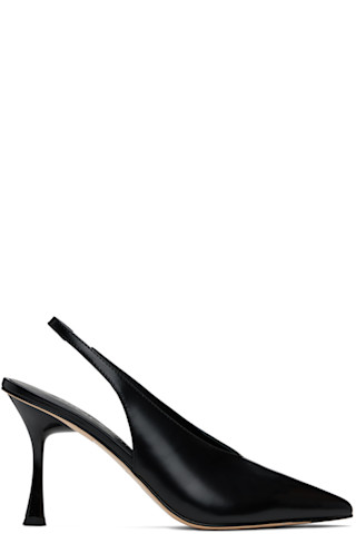 Black Razor Slingback 90 Heels by Studio Amelia on Sale