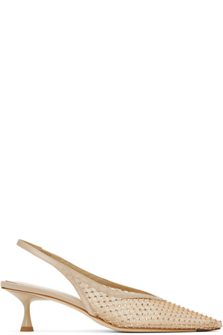 Beige Razor 50 Heels by Studio Amelia on Sale