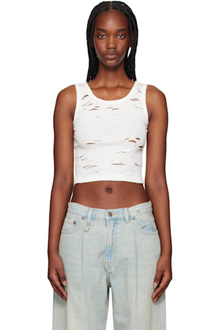 R13: White Distressed Tank Top | SSENSE