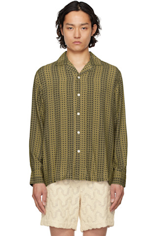 OAS: Yellow & Brown Regalia Viscose Long Sleeve Shirt | SSENSE