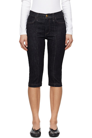 Navy Flexi Kit Mid Rise Denim Capris by rag & bone on Sale